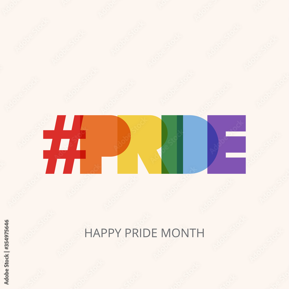 LGBT Pride Month illustration with typography text in rainbow color ...