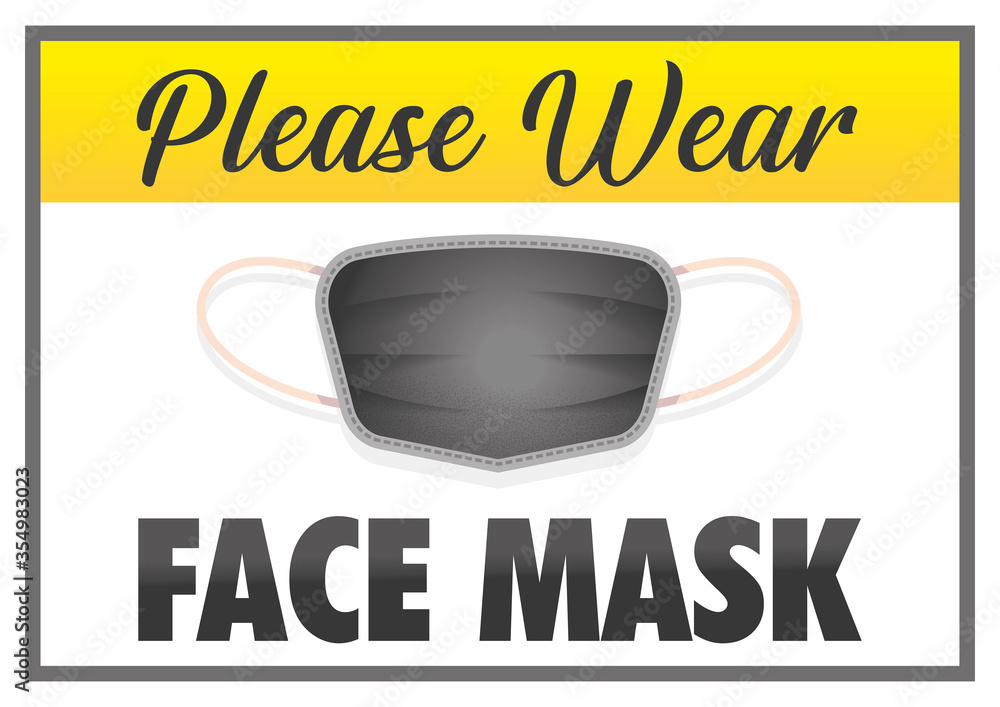 WEAR FACE MASK PLEASE SIGN - BLACK - A4 Printable Sticker - VECTOR ...