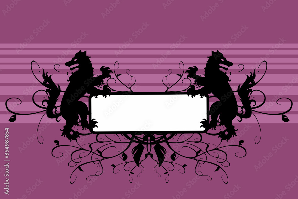 heraldic wolf coat of arms crest tattoo copysapce background in vector ...