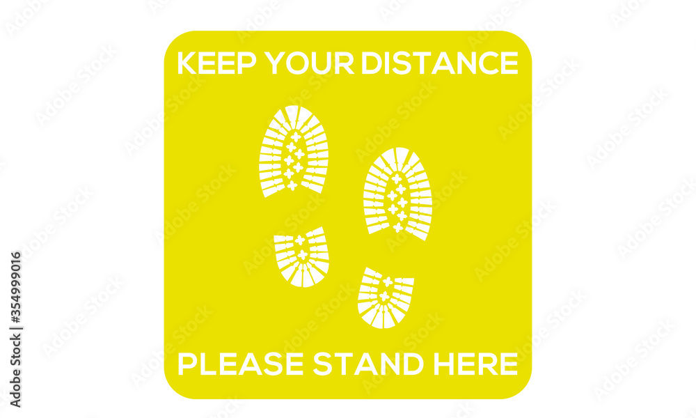 Keep your distance, with boot or feet prints , social distancing ...