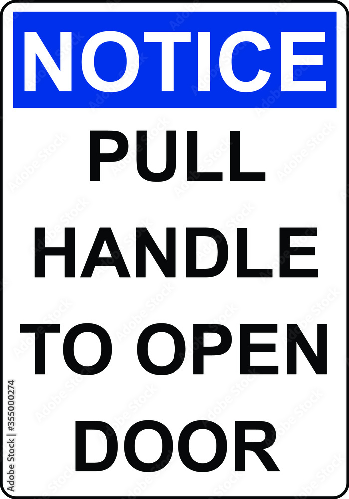 Push handle to open door sign notice vector Stock Vector | Adobe Stock