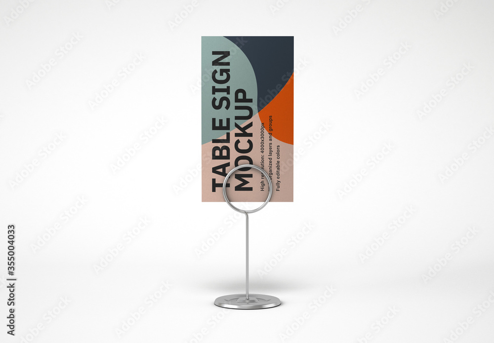 Realistic Table Sign with Metallic Holder Mockup Stock Template | Adobe ...