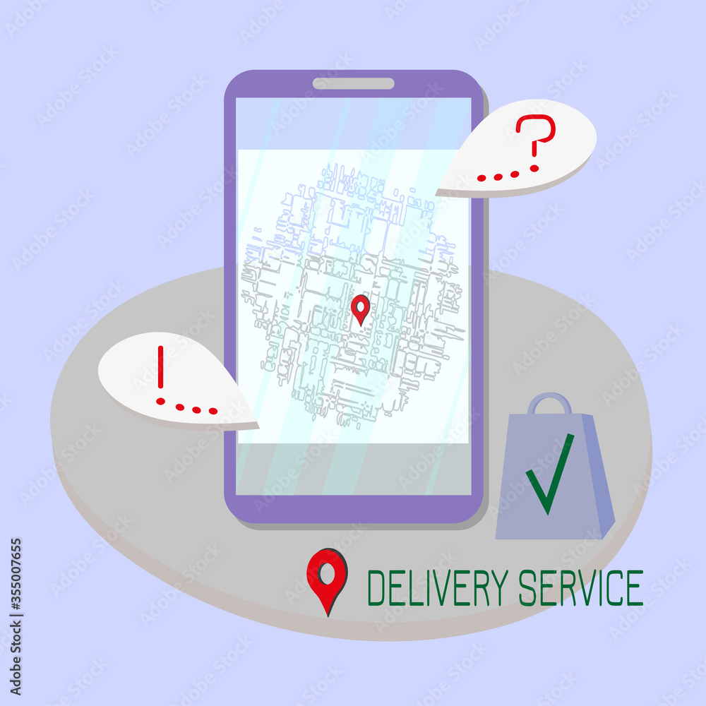 Internet delivery service on map of city by region. Template for web ...