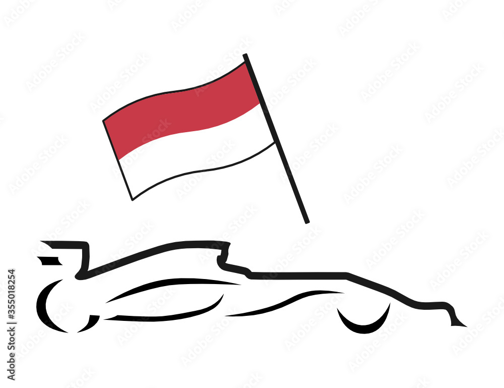 Race Car Line Drawing with Monaco Flag Stock Vector | Adobe Stock