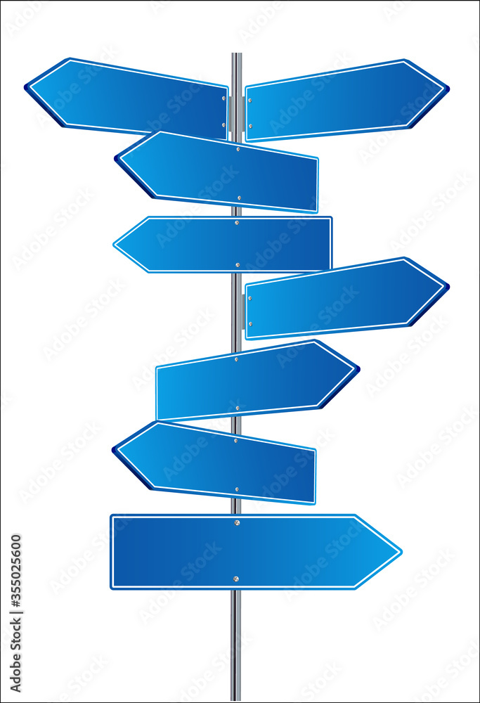 Direction road signs arrows on blue sky. Vector illustration. Stock ...