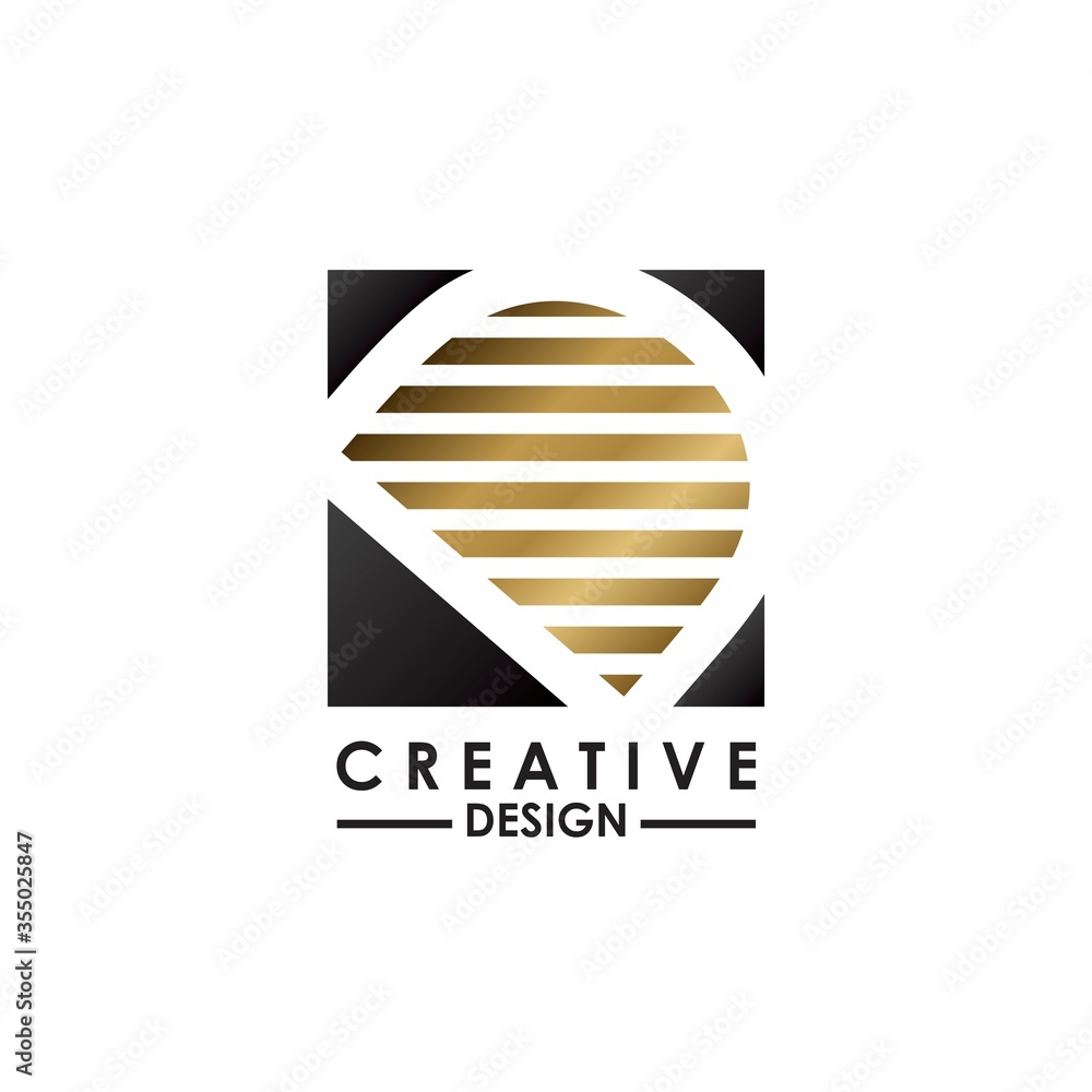 Negative Space Letter D logo. Creative design template concept square ...
