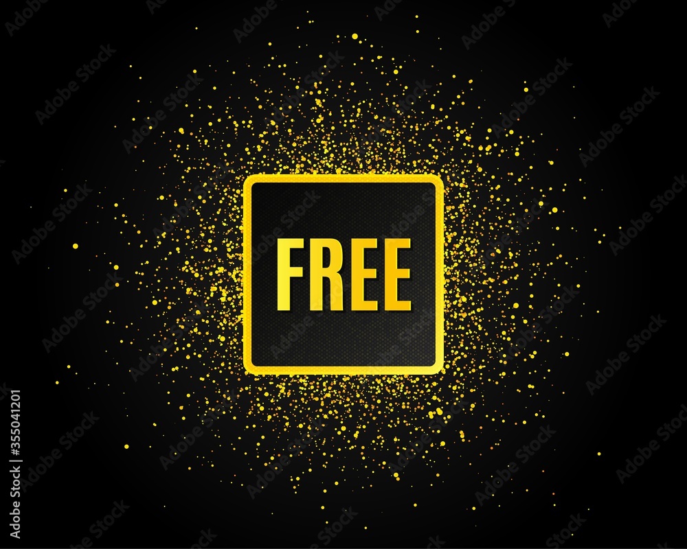 Free symbol. Golden glitter pattern. Special offer sign. Sale. Black ...