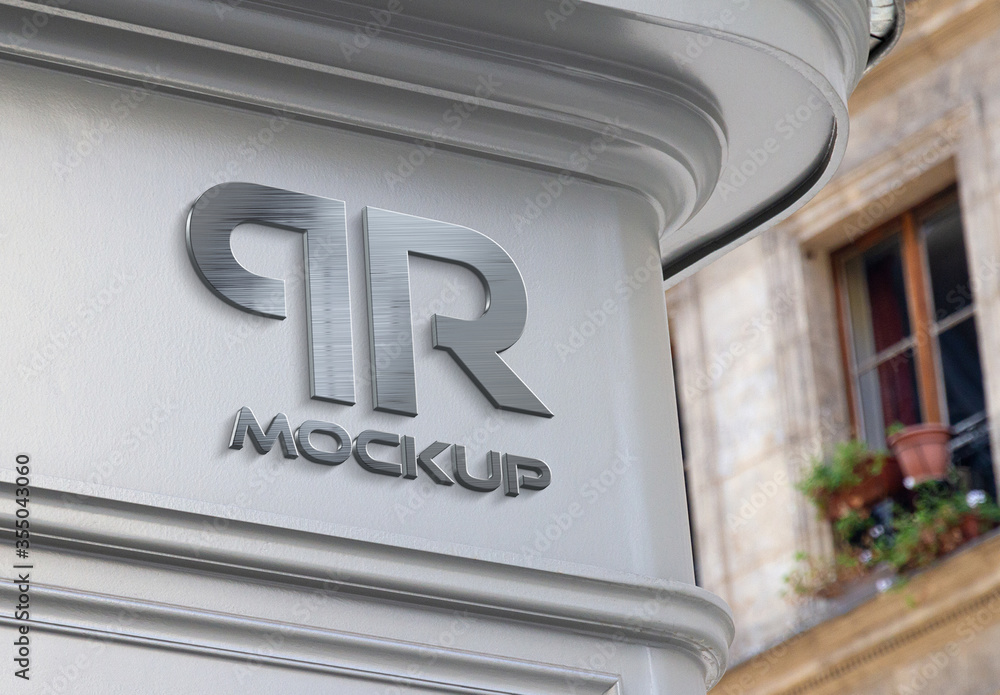 Logo on a Shop Corner in Street Mockup Stock Template | Adobe Stock
