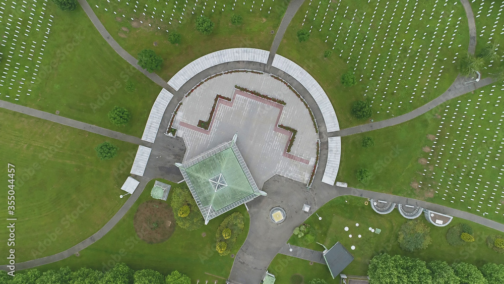Srebrenica, Bosnia-Herzegovina, June 01 2020: Srebrenica-Potocari memorial and cemetery for the ...