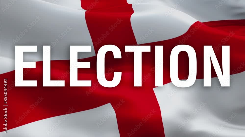 Election text on England flag waving in wind video footage Full HD ...