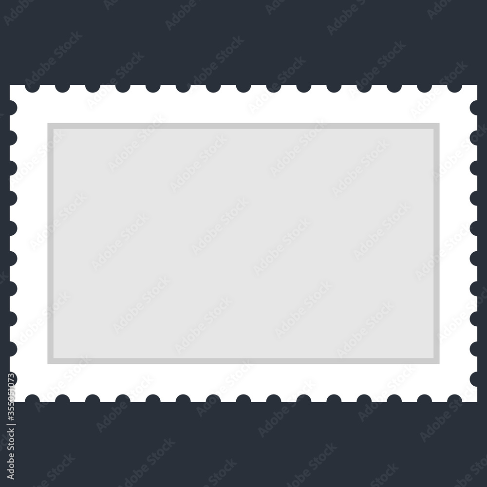 Blank rectangular white paper postage stamp. Recolorable shape isolated ...