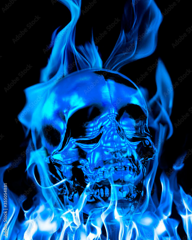 skull on fire Stock Illustration | Adobe Stock