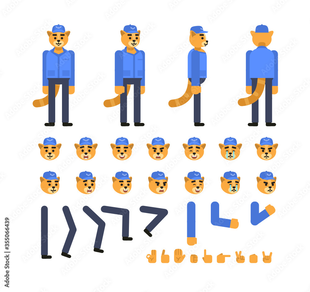 Cat courier or postman creation kit. Create your own pose, action ...