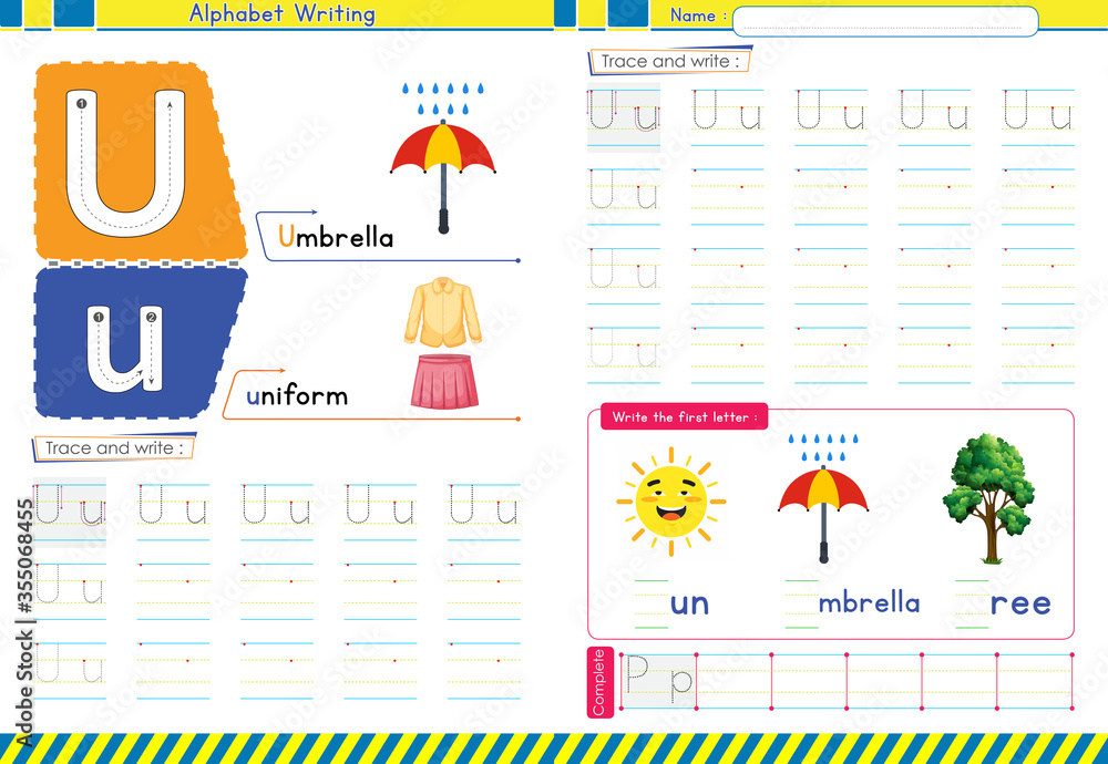 Alphabet writing A-Z Tracing Worksheet for preschool or kindergarten ...