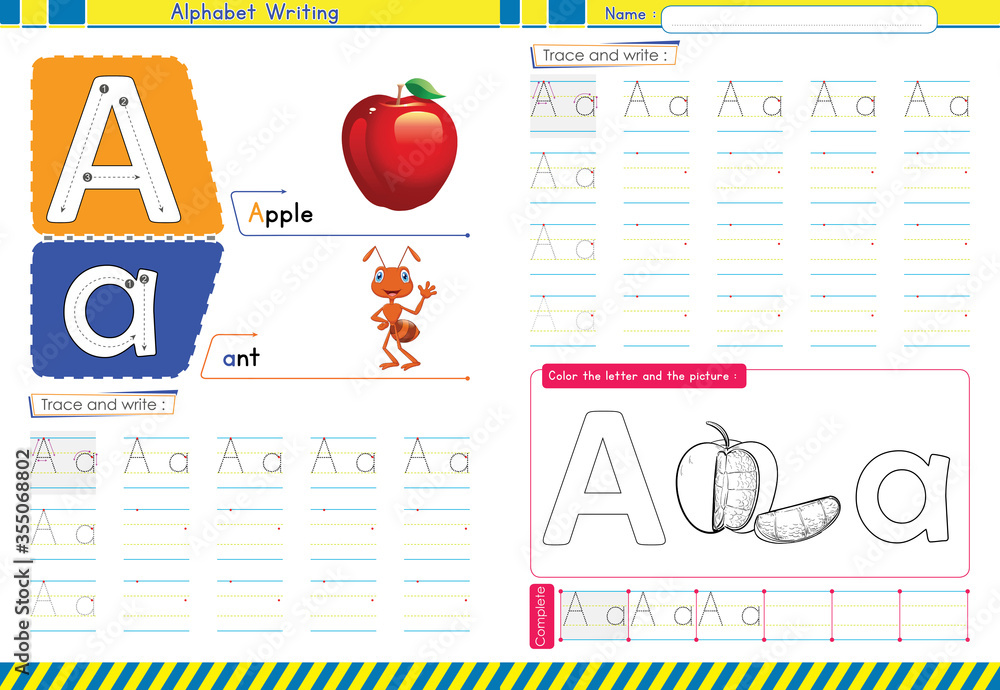 Alphabet writing A-Z Tracing Worksheet for preschool or kindergarten ...