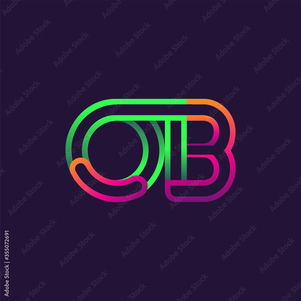 initial logo letter OB, linked outline rounded logo, colorful initial ...