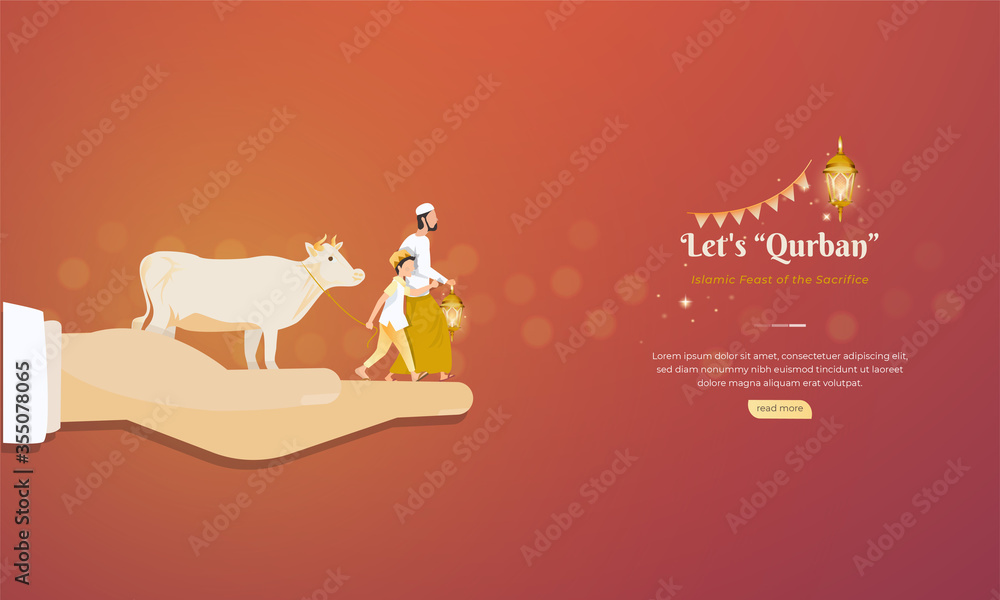 Islamic feast of the sacrifice or qurban ilustration for Eid al Adha ...