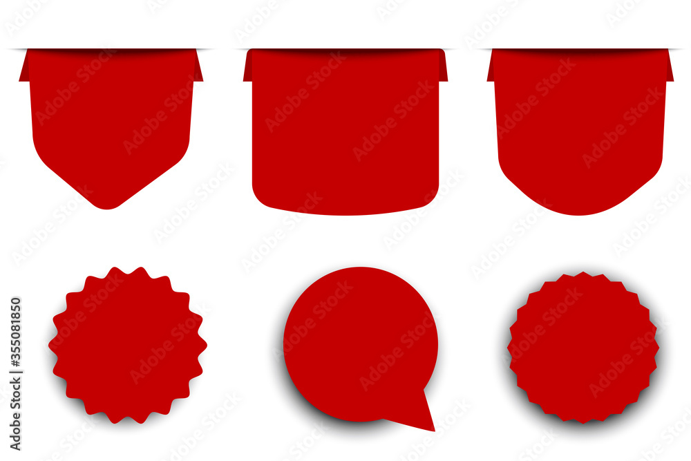 Vector red blank badge for price. Set of stickers and labels of various ...