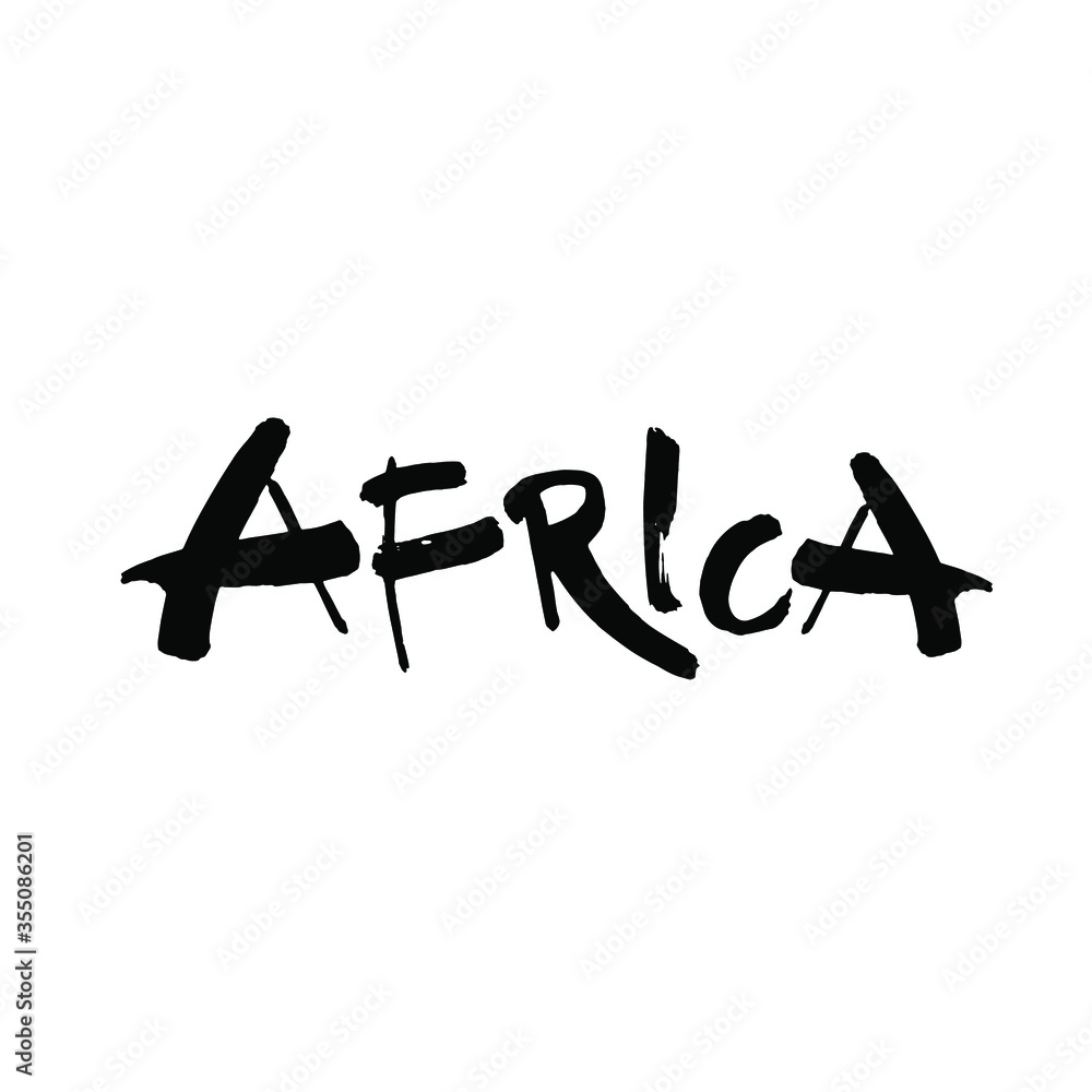 Africa word hand drawn lettering on a white background. Modern brush ...