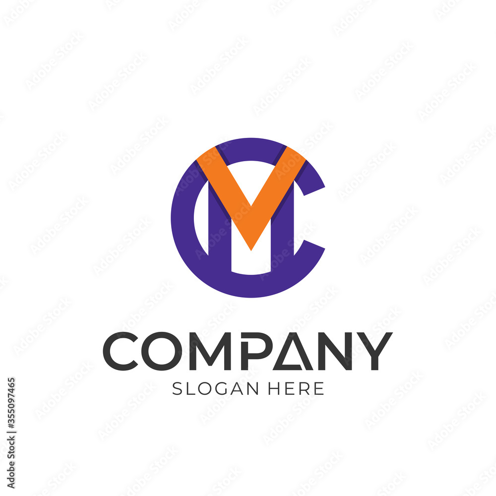CMV letter monogram logo design template. Letter C combined with letter ...