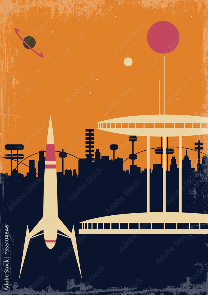 Retro Future Space Journeys Propaganda Poster Set, Mid Century Modern ...