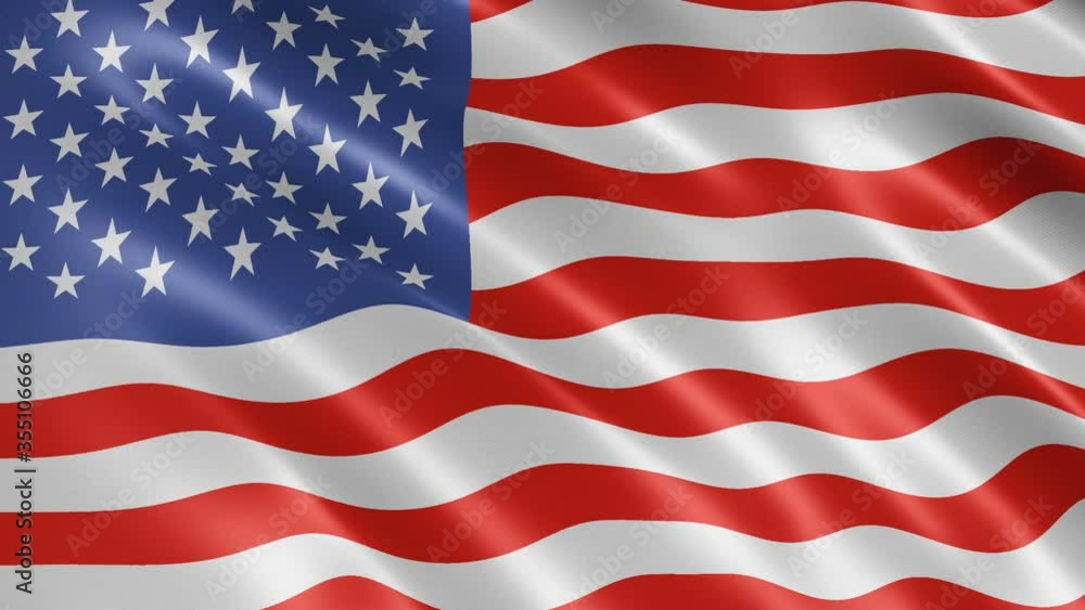 American flag waving in the wind. Realistic flag background. looped ...