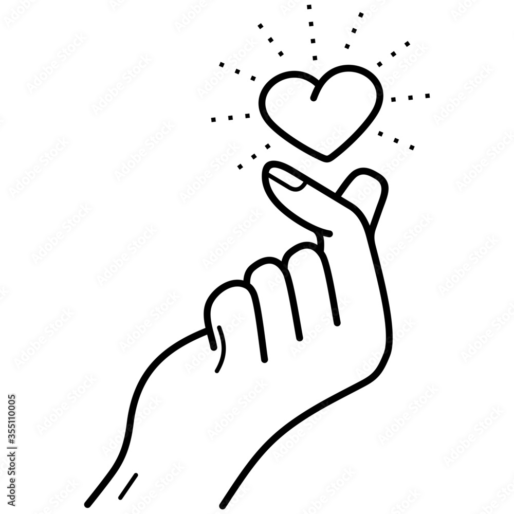 pinky promise hand with heart vector icon in outs Stock Vector | Adobe ...