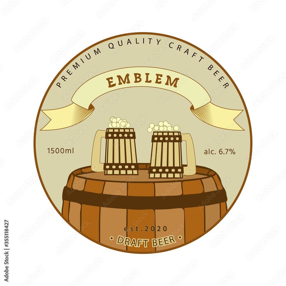 Vector hand drawing of labels, emblems on beer in vintage style. Stock ...