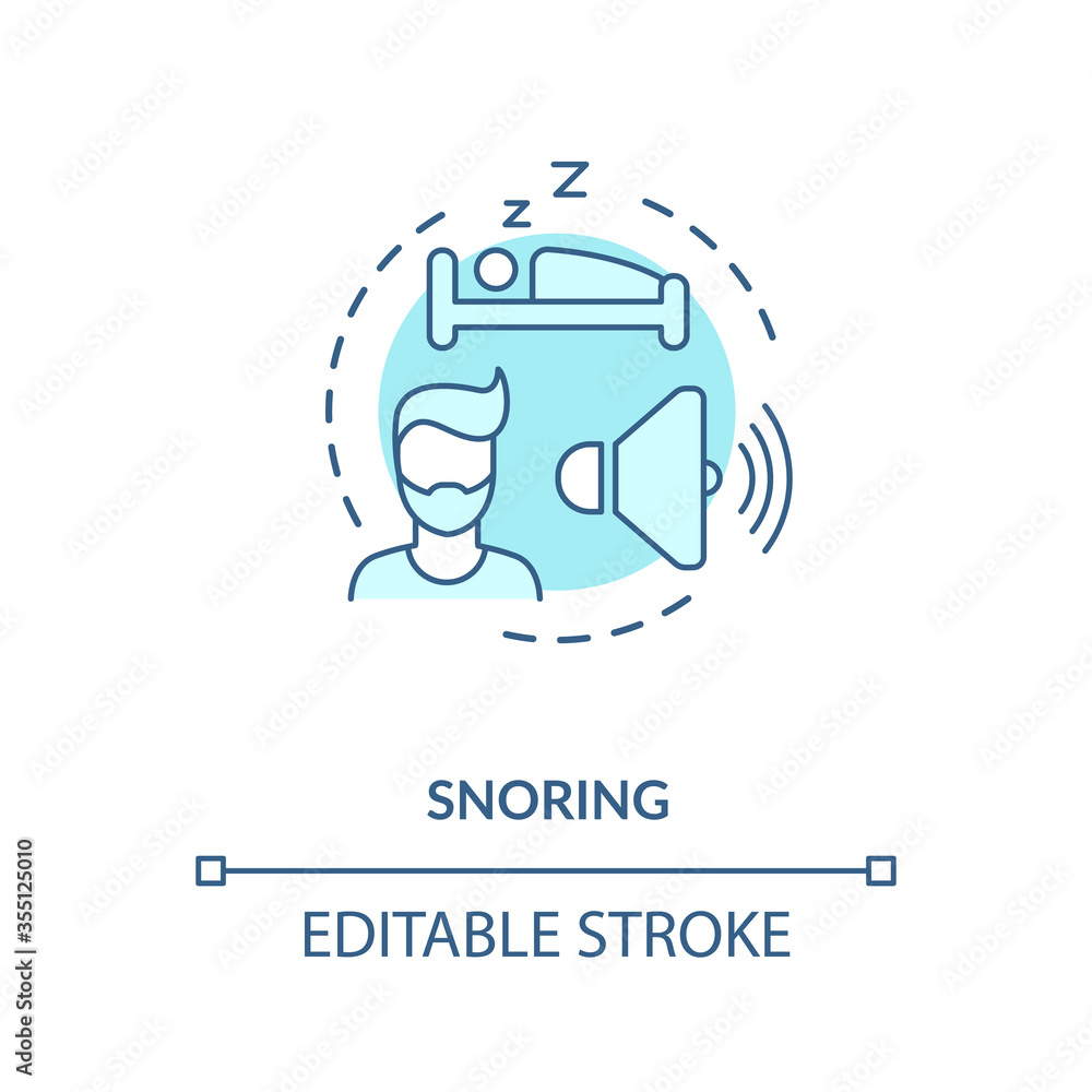 Snoring concept icon. Common mens health problem, sleep apnea idea thin ...