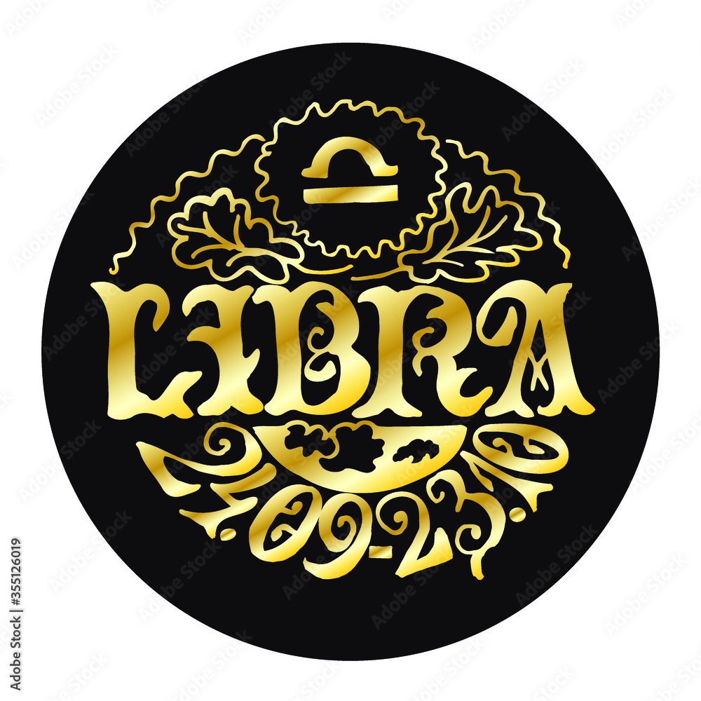 Libra zodiac sign. Vector illustration for horoscope in art Deco style ...