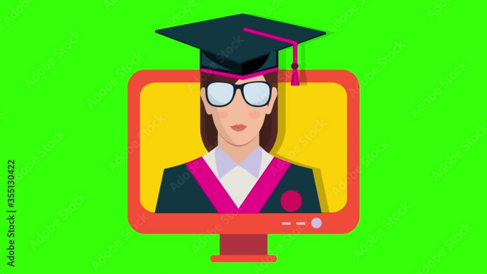 online education school concept animation on the green screen ...
