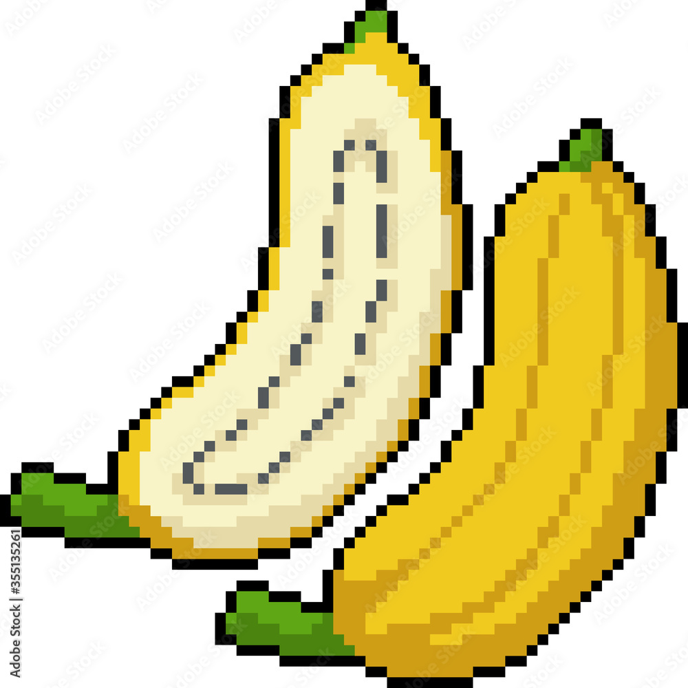 vector pixel art isolated banana cut Stock Vector | Adobe Stock
