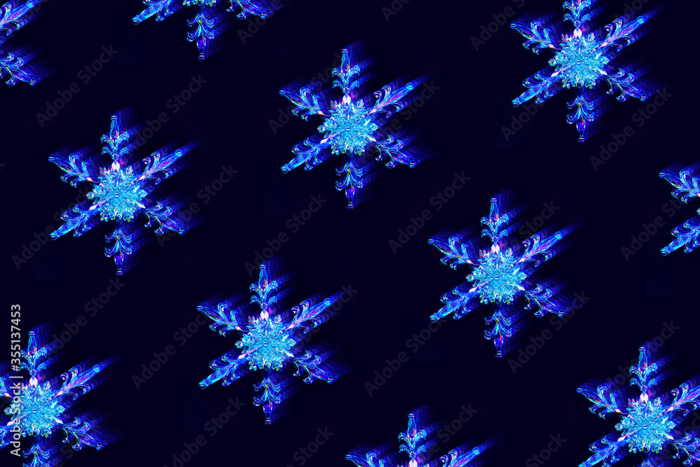 Pattern with interlaced snowflakes with digital glitch and distortion ...