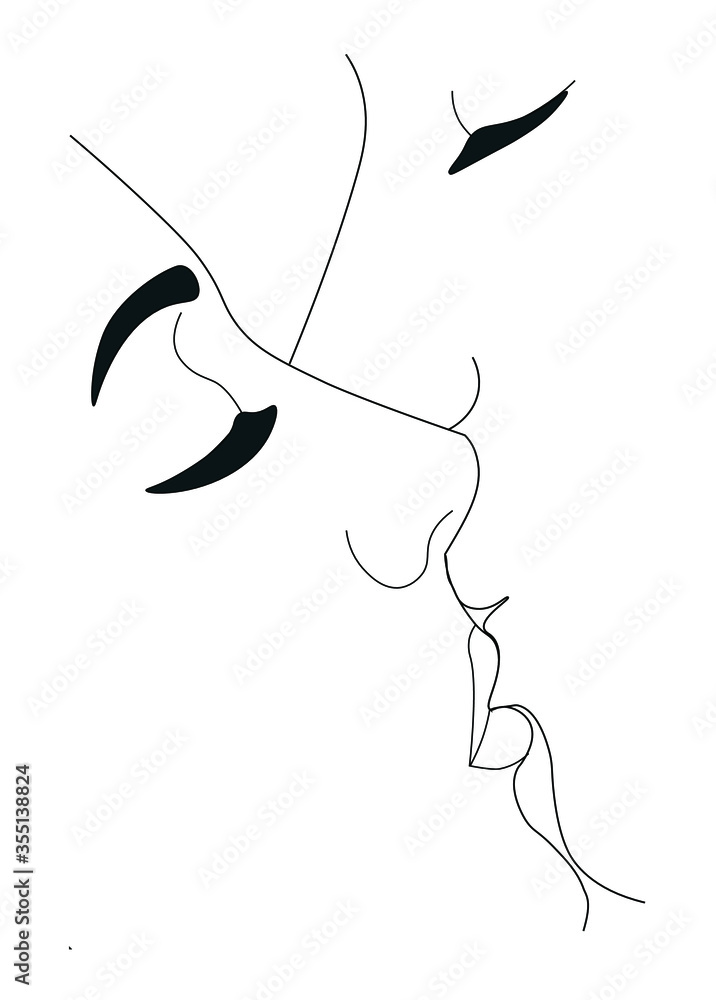 Simple Kiss Drawing