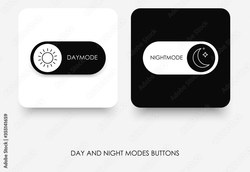 Modern day and night modes buttons for UI, website, smartphone etc ...