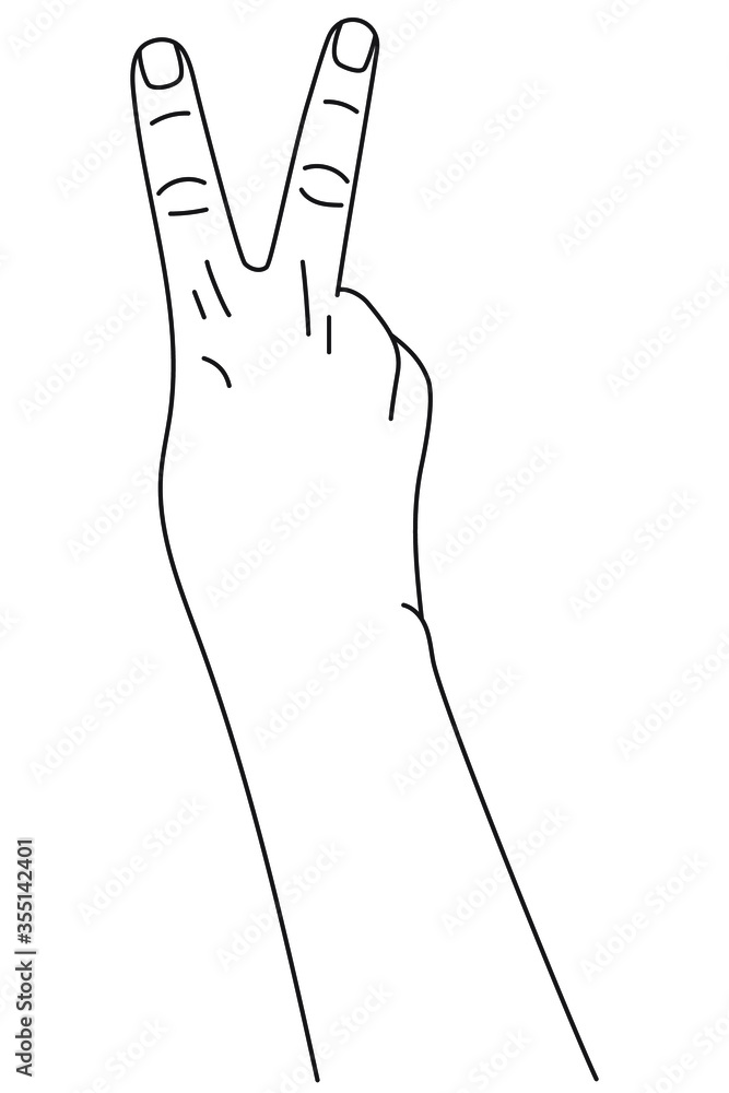 Number two, hand gesture. Concept of finger counting in sign language ...