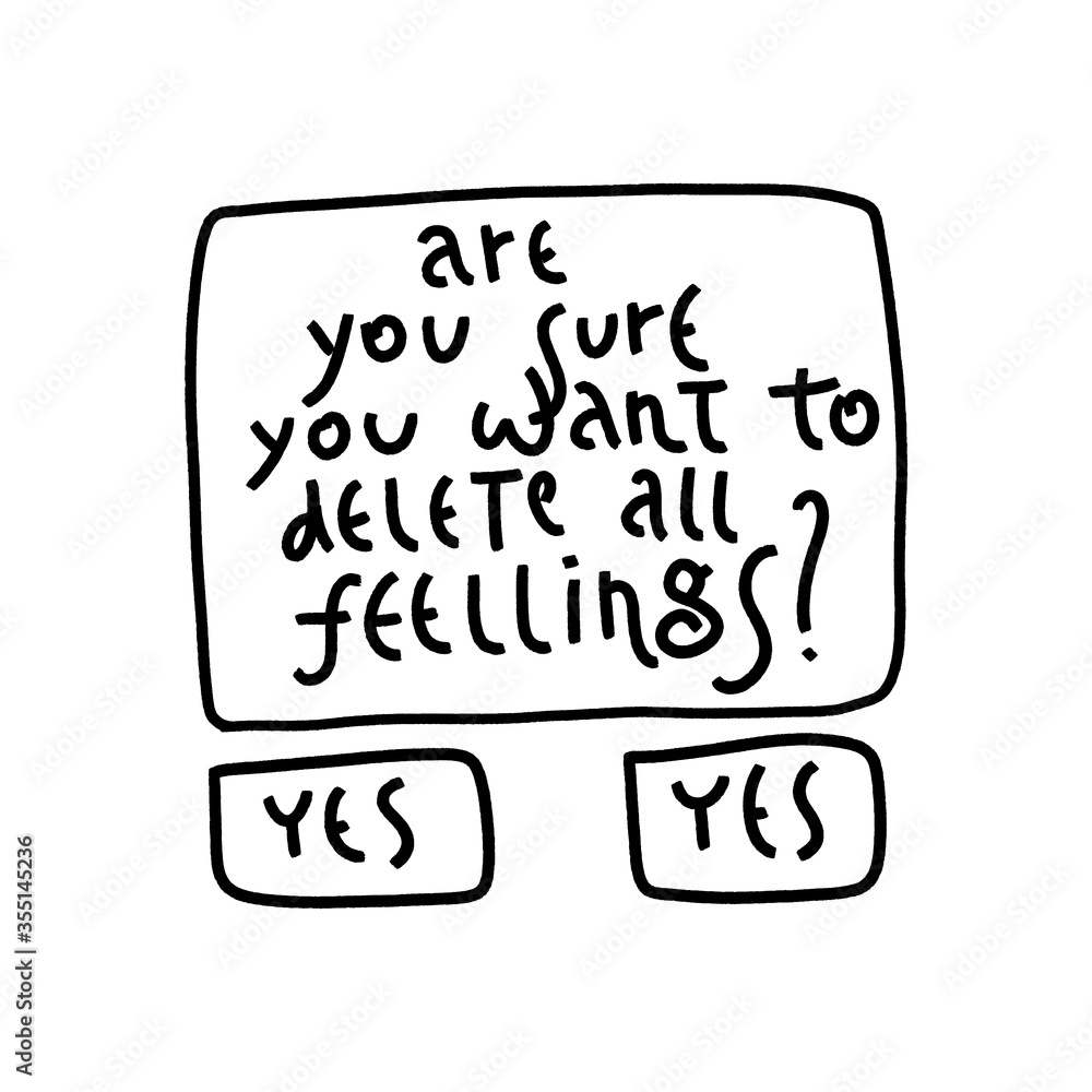 Sad depression typography quote about life. Black lettering on white ...