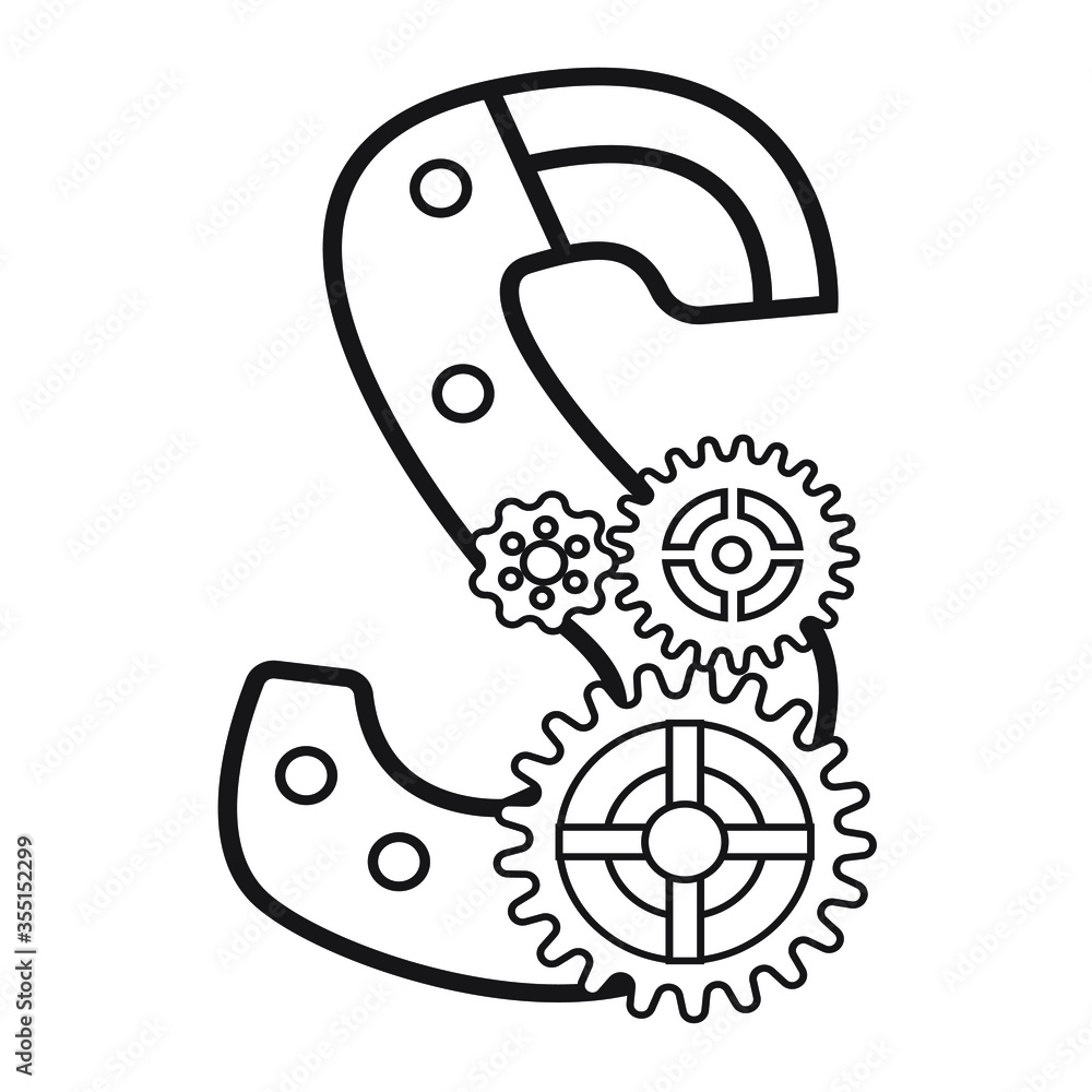 Steampunk Style Typeface. Mechanical alphabet of gears. letter S ...
