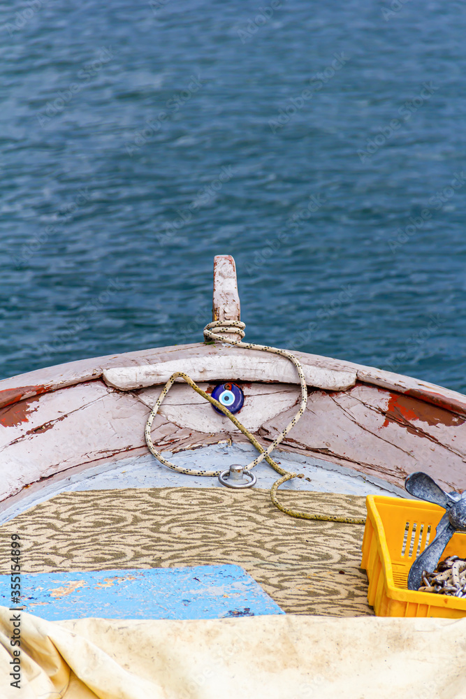 Part Of A Fishing Boat Which Has Evil Eye Bead Stock Photo | Adobe Stock