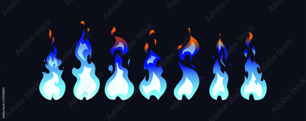Sprite sheet of fire animation for game, cartoon. Torch, campfire, fire ...
