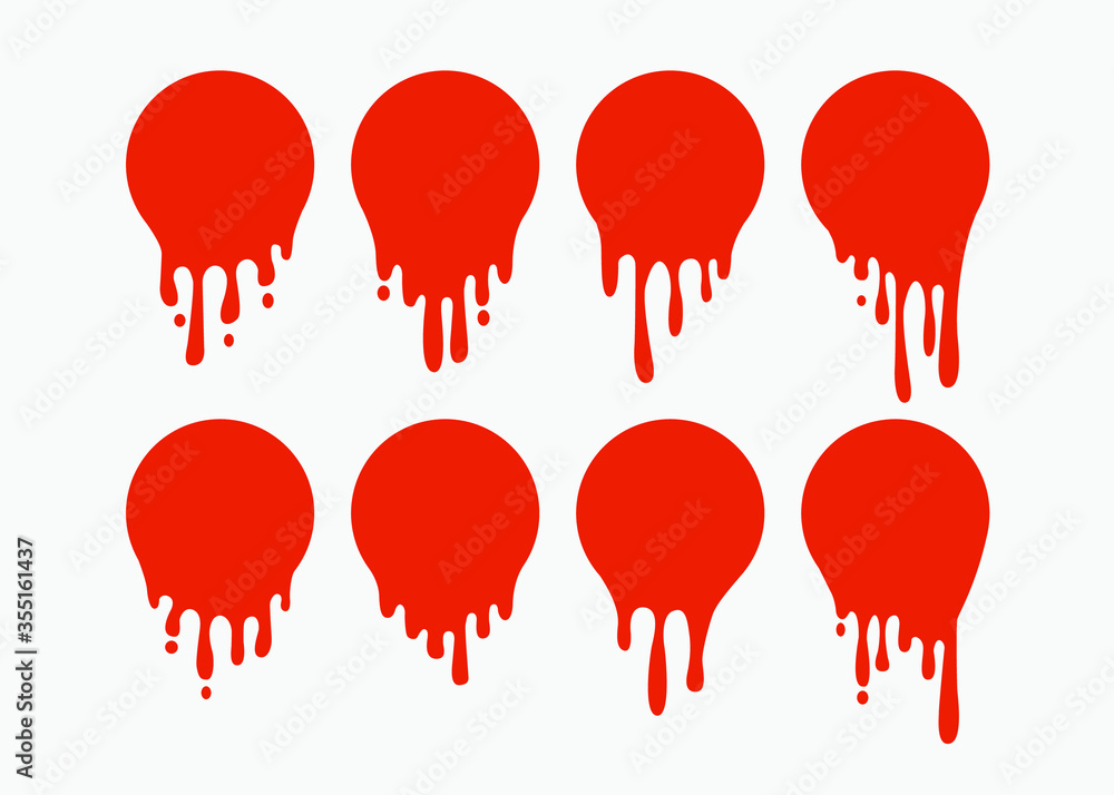Liquid drops for graffiti blob stickers. Melted liquid splatter, oil ...
