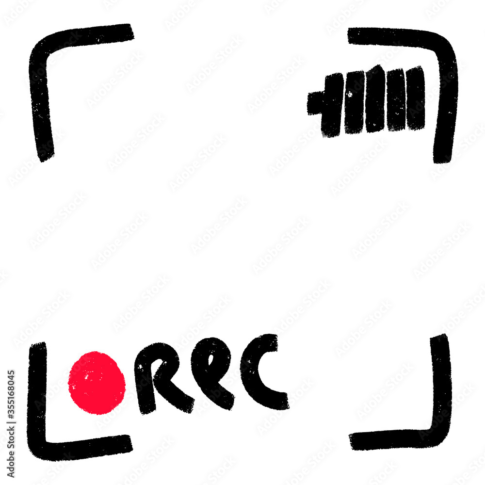 Video camera viewfinder overlay. Grunge hand-drawn camera frame ...
