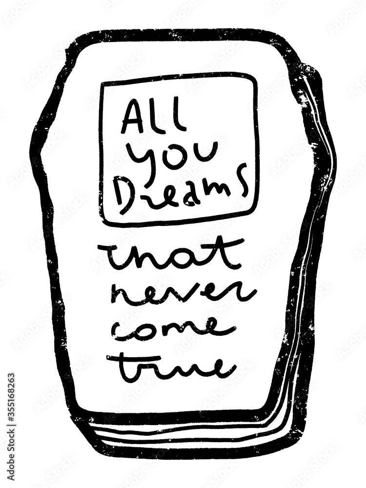 Sad depression typography quote about life. Black lettering on white ...