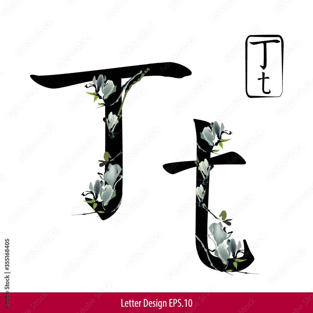 Vector of Letter T. English alphabet in Chinese characters style with ...