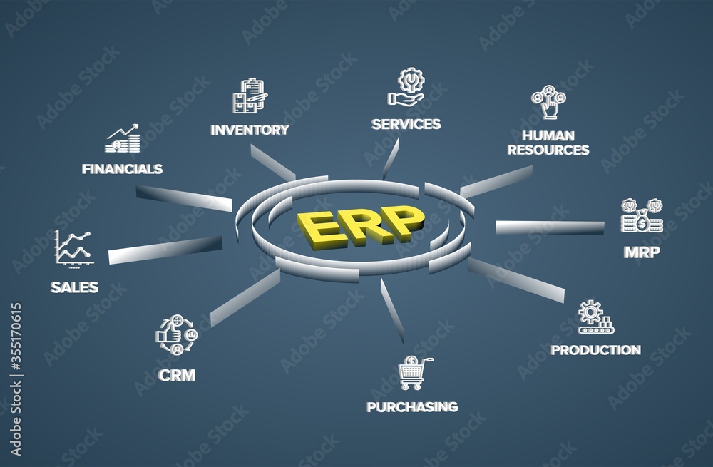 Enterprise resource planning (ERP) module/ workflow icon, construction ...