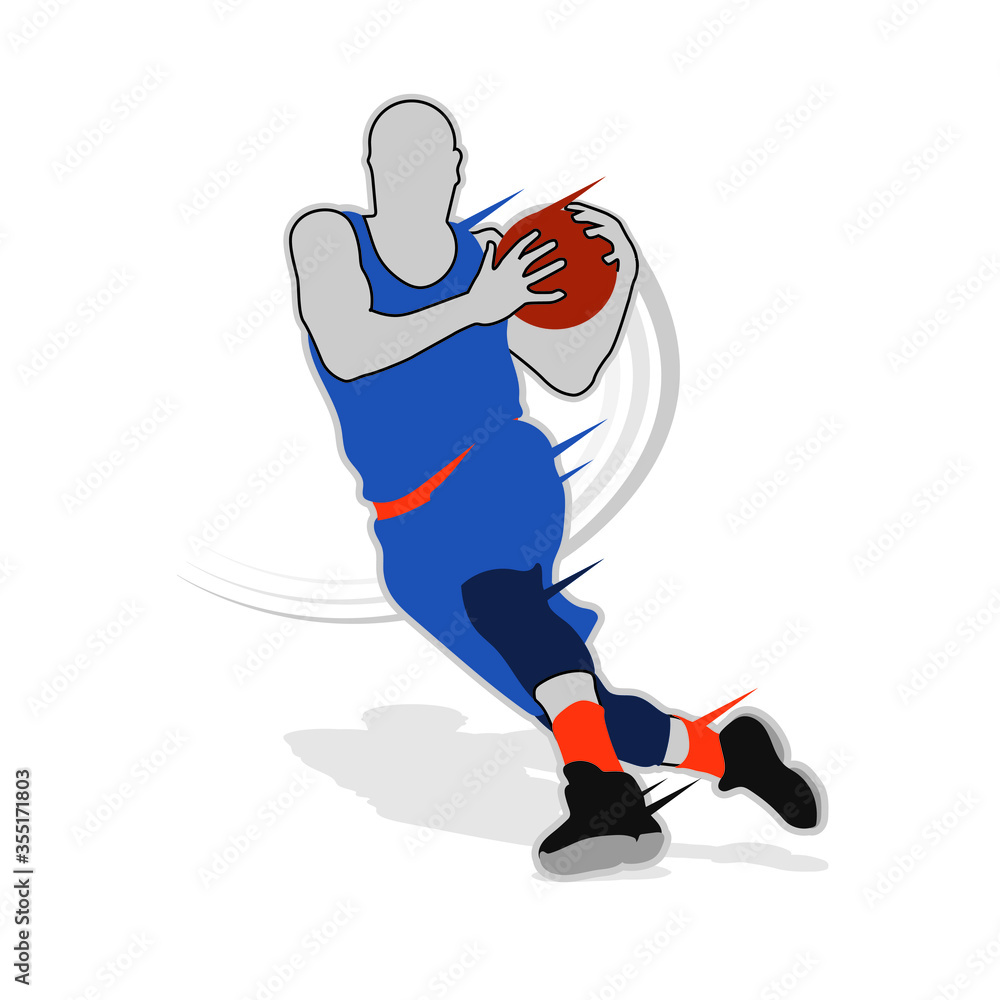 Basketball player shape silhouette vector set action pose Stock Vector ...