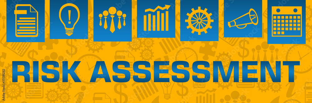 Risk Assessment Yellow Blue Business Symbols Texture On Top Stock ...