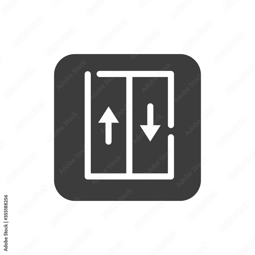 Elevator black glyph icon. Moving staircase which carries people ...