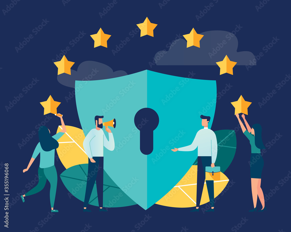 Vector illustration. General rules for data protection GDPR. The ...