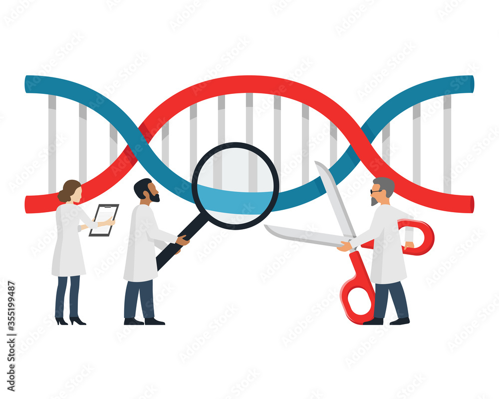 CRISPR Cas9 - group of scientists conduct an experiment with genetic ...